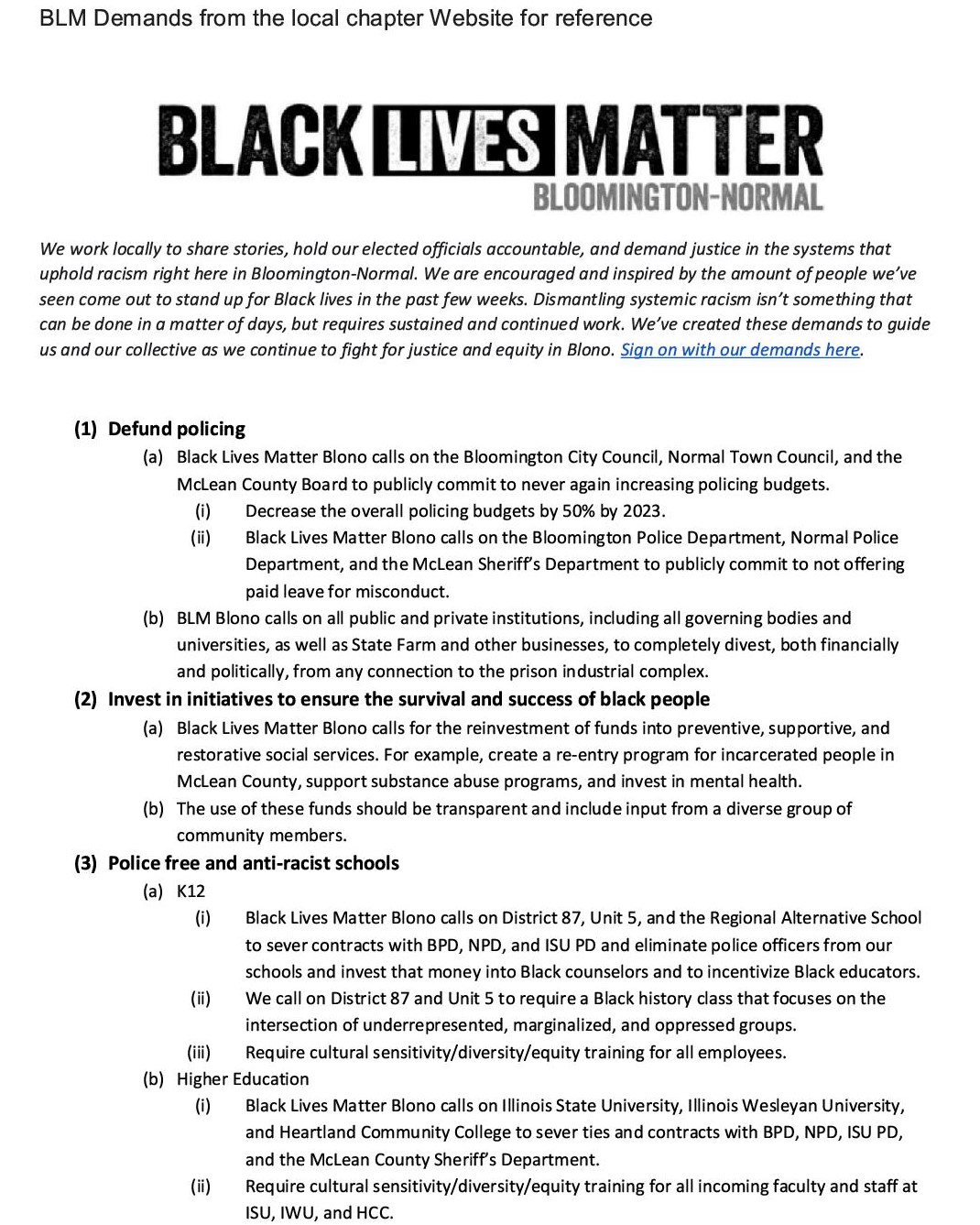 Local BLM endorsements – BlnNews