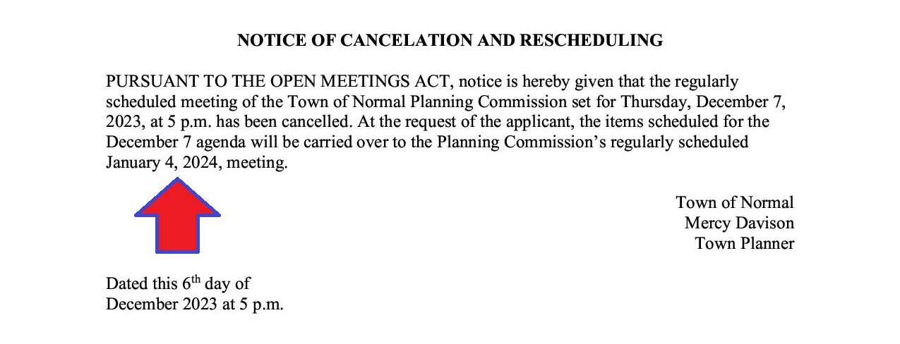 Canceled – Normal’s Planning Commission – BlnNews