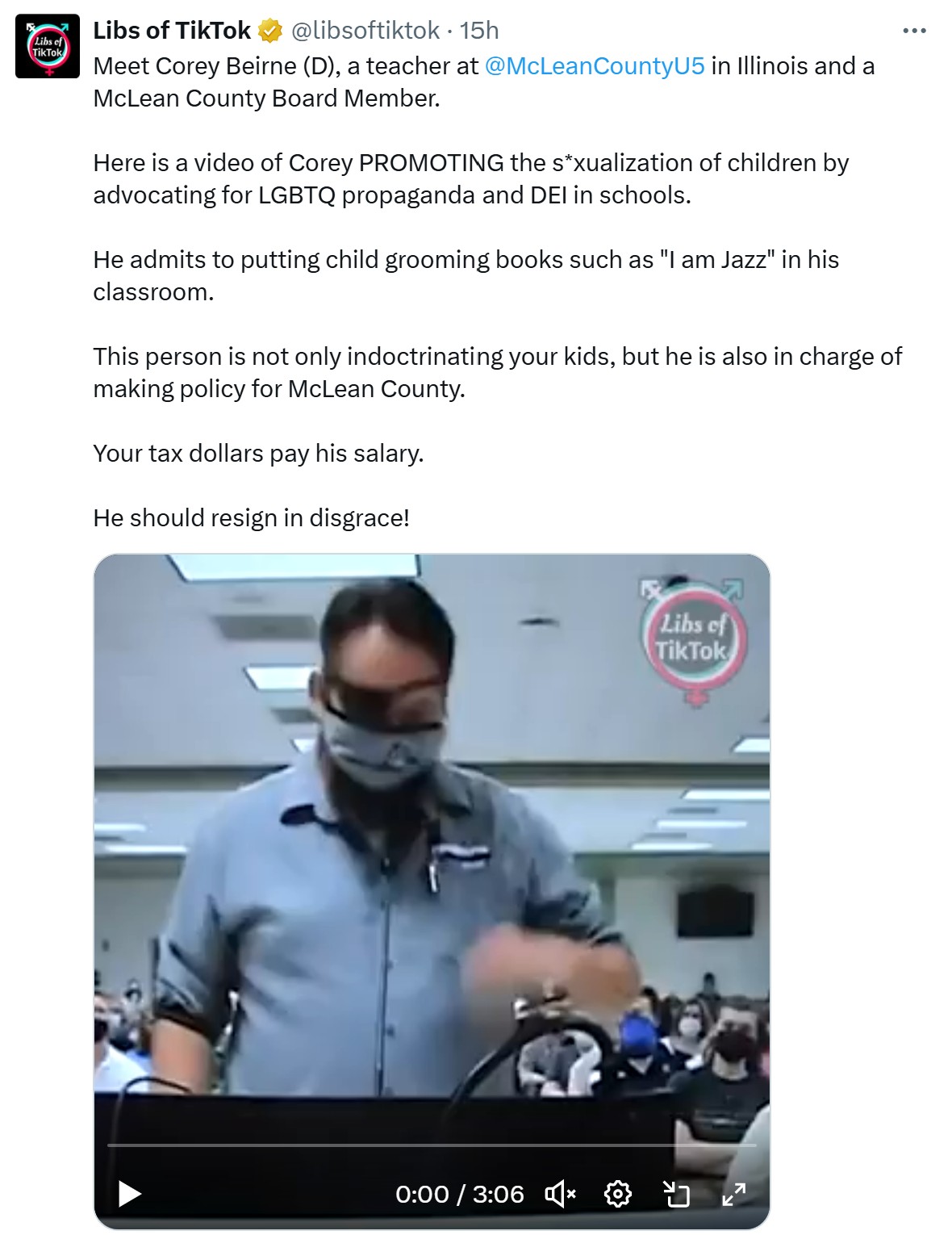 Libs of TikTok featured Corey Beirne yesterday – BlnNews